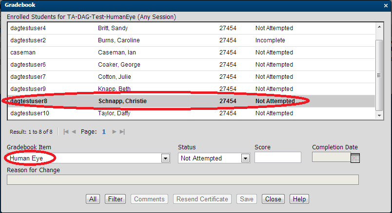 Using the Gradebook