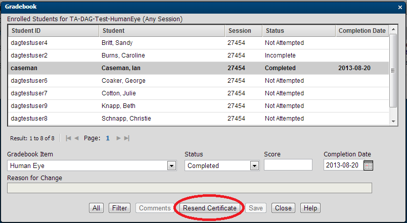 Using the Gradebook